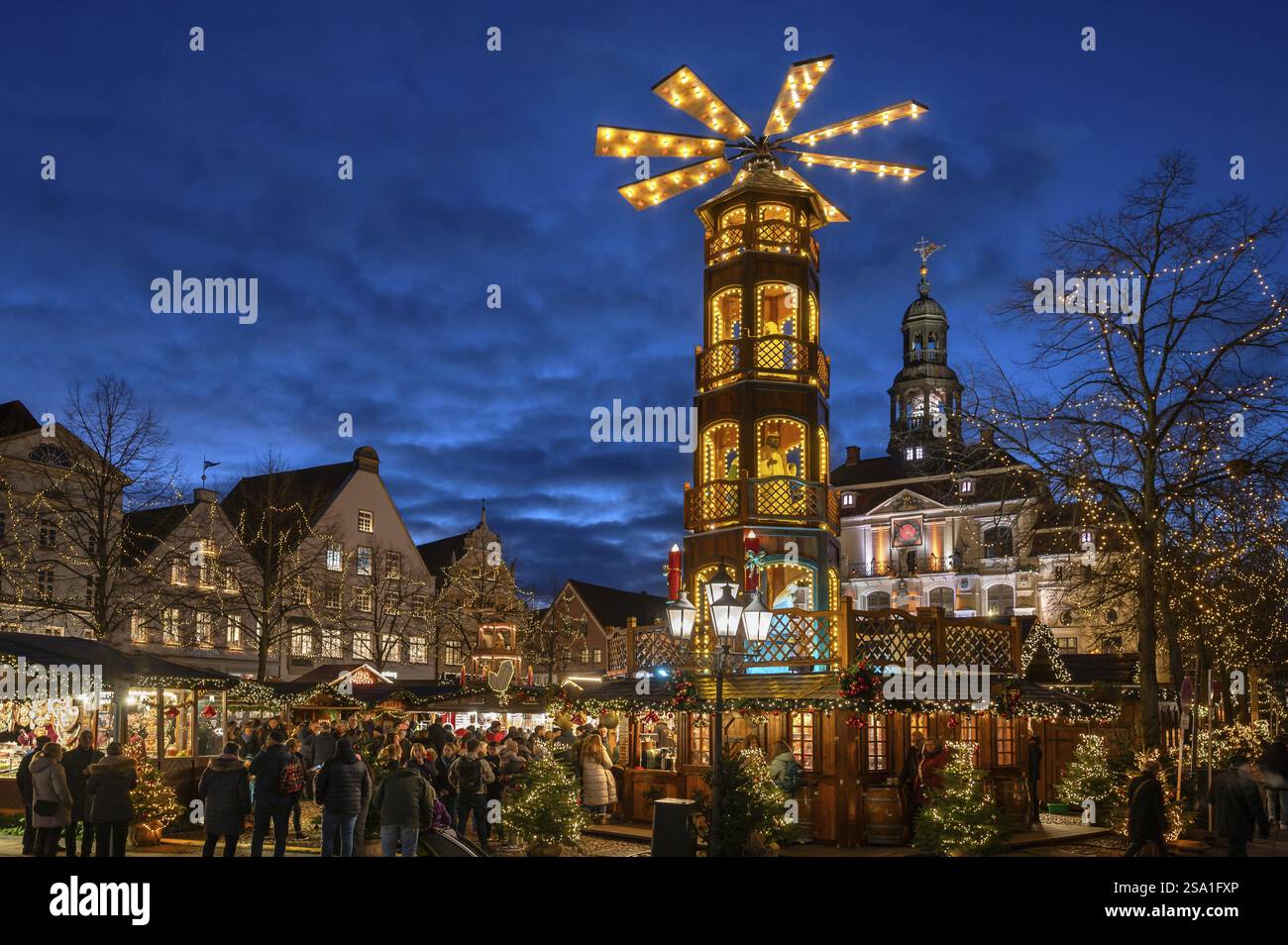 Large Christmas pyramid at the Christmas market on the market square ...