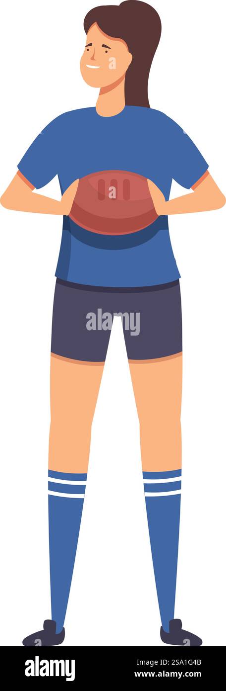 Player take ball icon cartoon vector. Rugby girl. Game school country ...