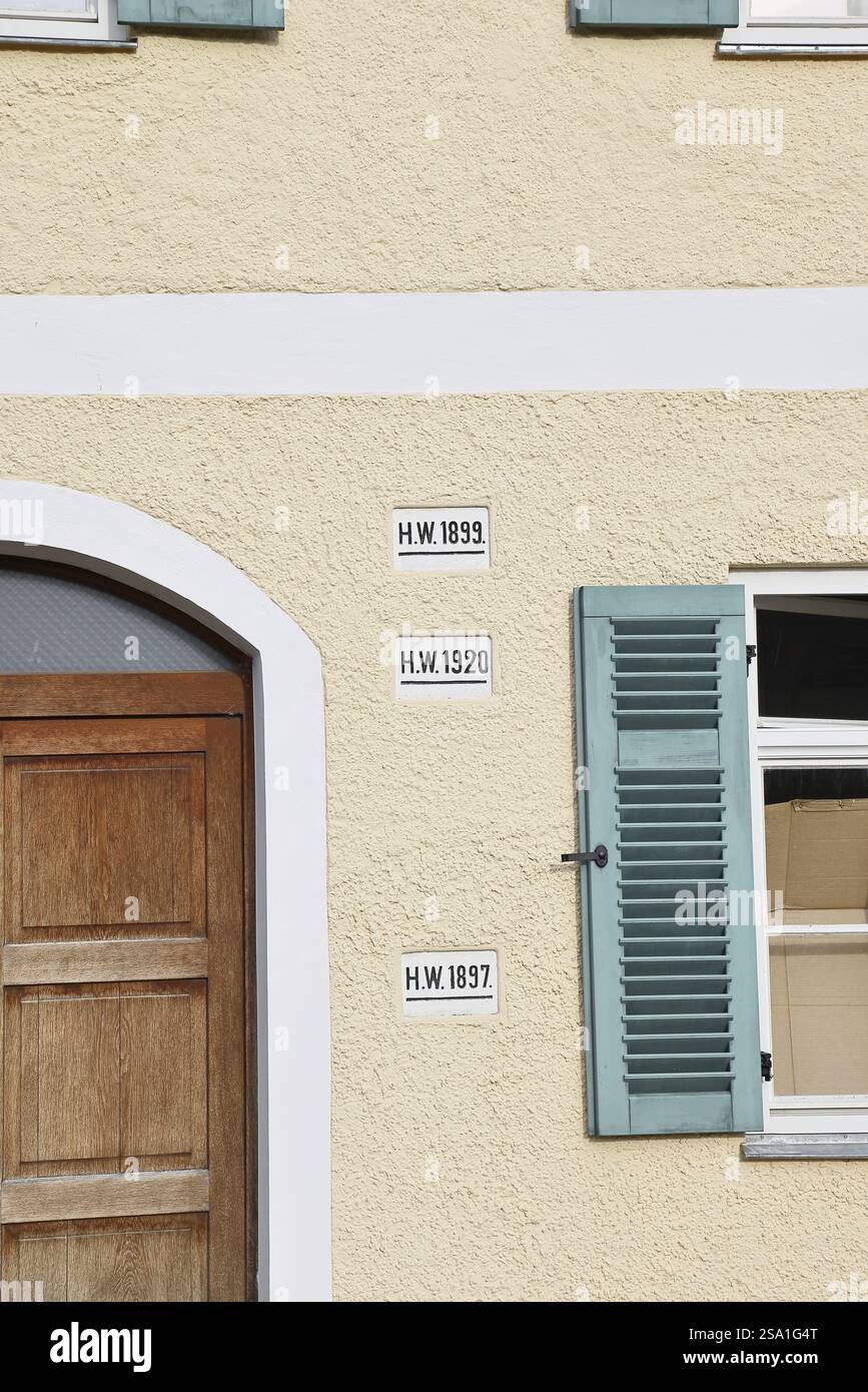 Flood markings at the lower town gate, Laufen an der Salzach ...
