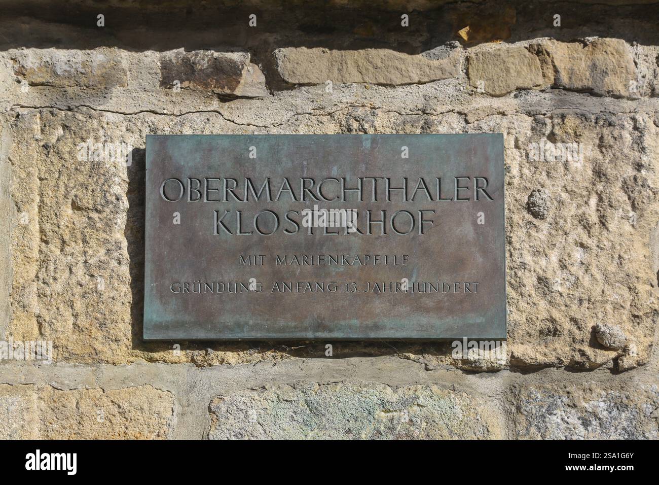 Sign Obermarchtaler Klosterhof, writing, letters, information board at ...