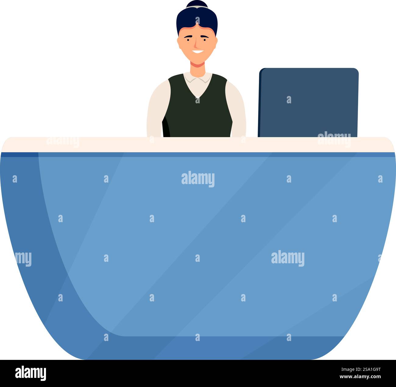 Best receptionist icon cartoon vector. Support service. Welcome visit ...
