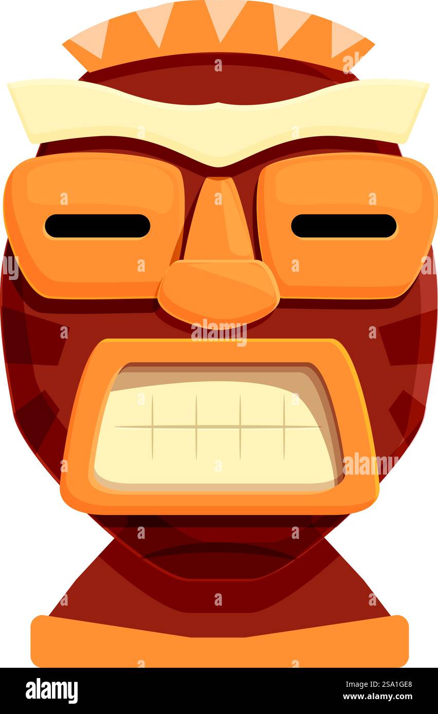 Maya ancient icon cartoon vector. Stone totem tribal. Island tiki mask ...