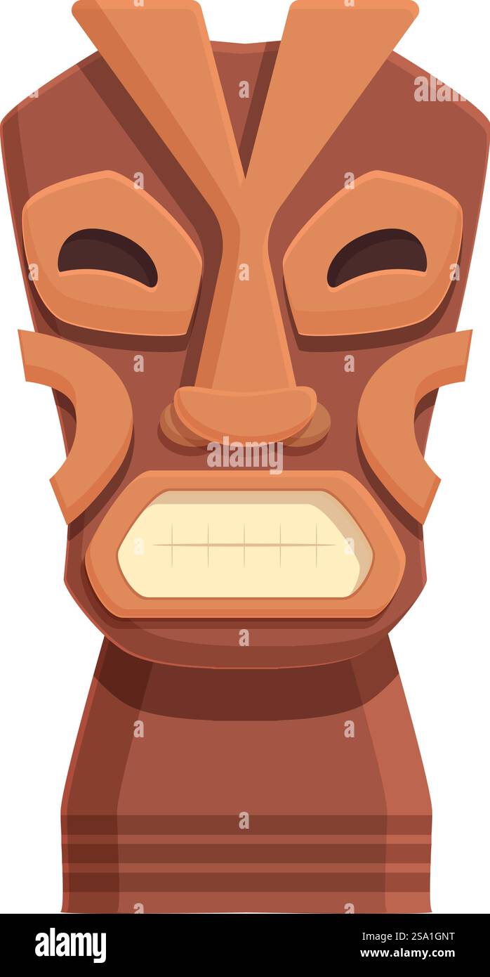 New wooden mask icon cartoon vector. Statue maya. Indian tribal. New ...