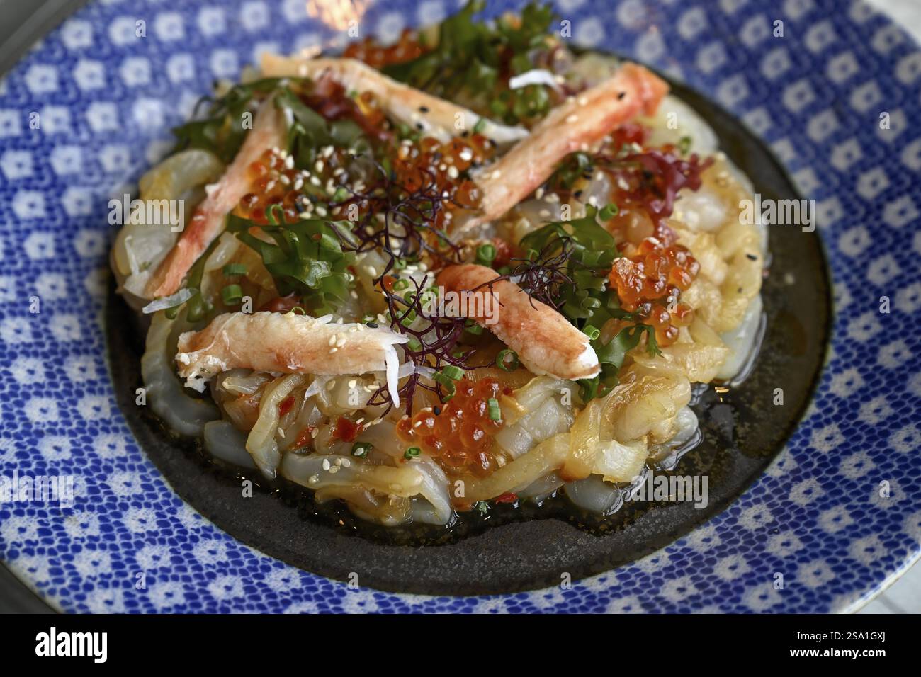 Jellyfish salad with taraba crab meat and oyster chilli sauce at Yao ...