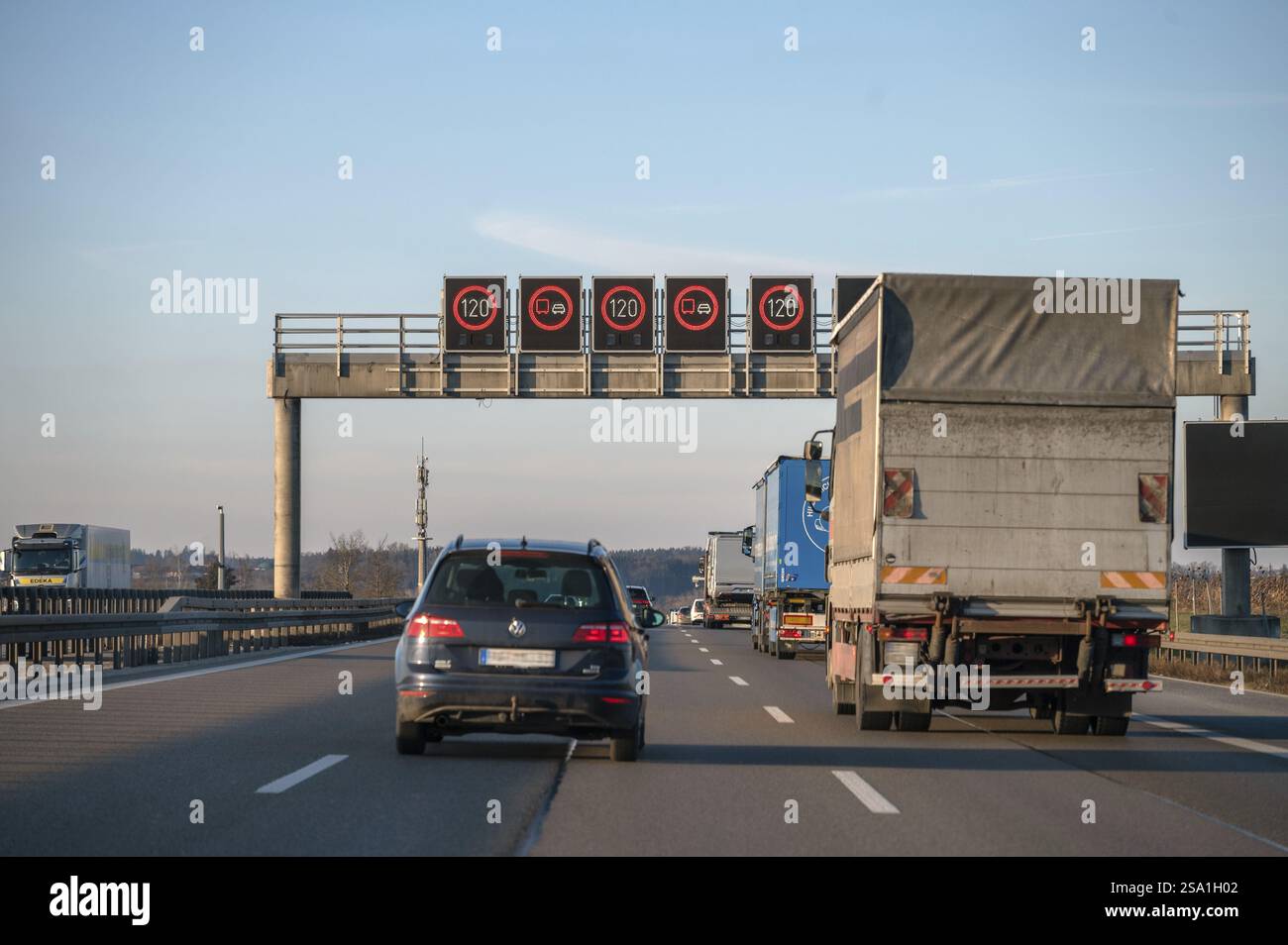 Traffic guidance system on the A9 motorway, Bavaria, Germany, Europe ...