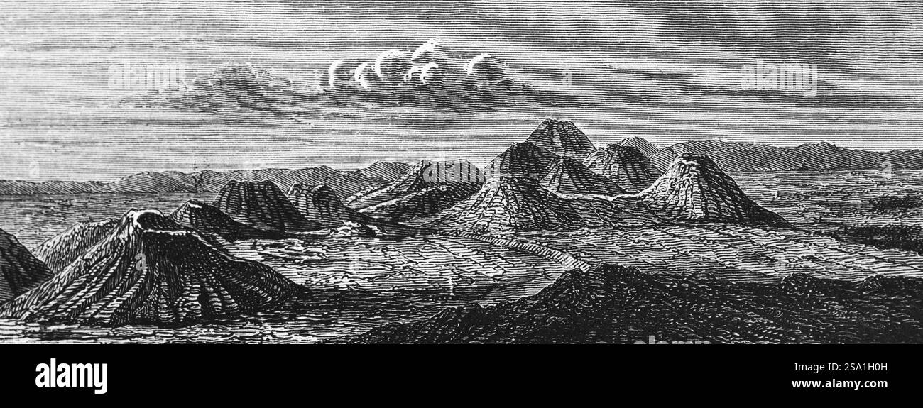 Volcanic chains in the volcanic landscape of the Auvergne, Massif ...