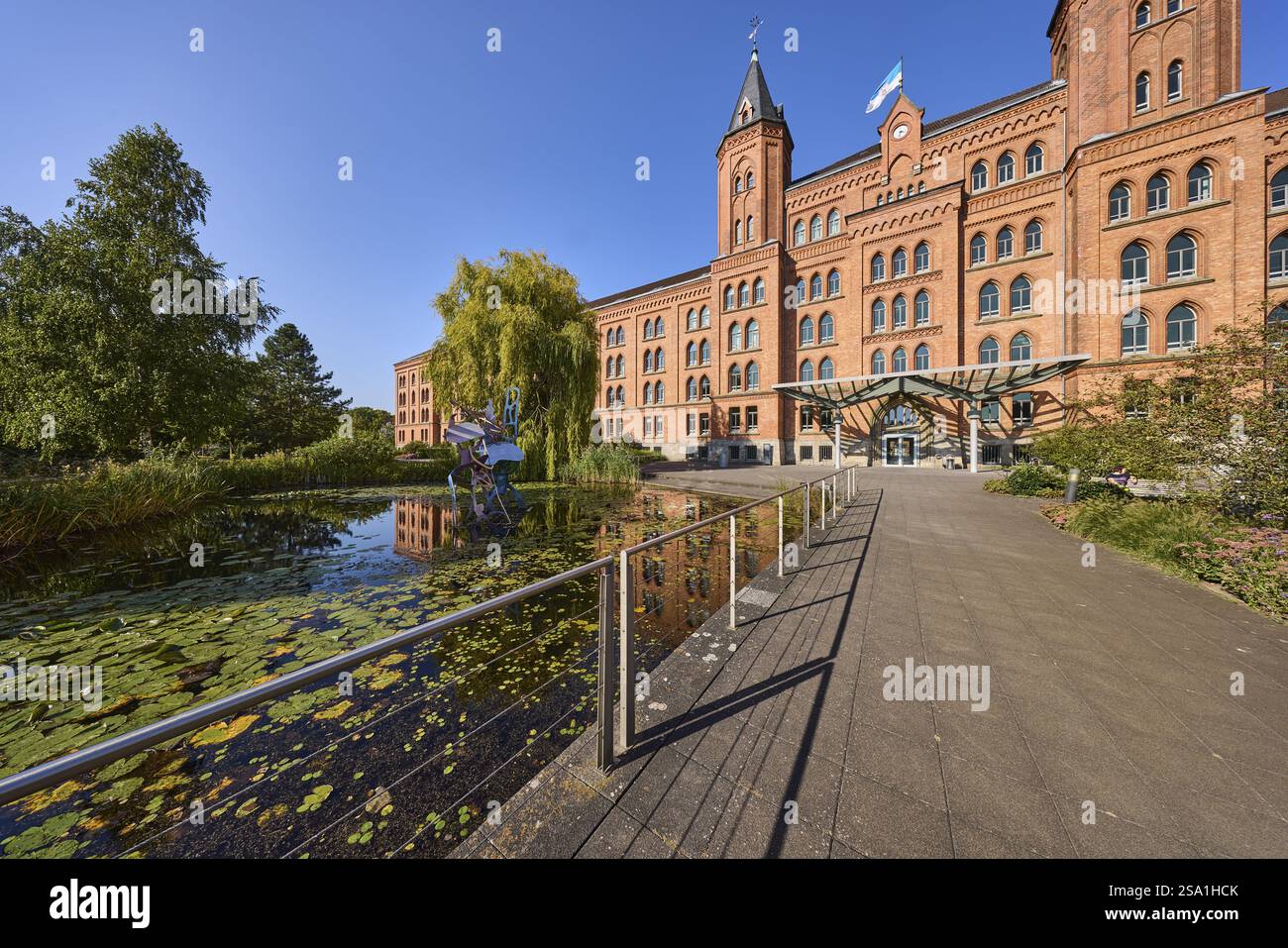 New town hall, brick architecture, architectural style neo-gothic, park ...