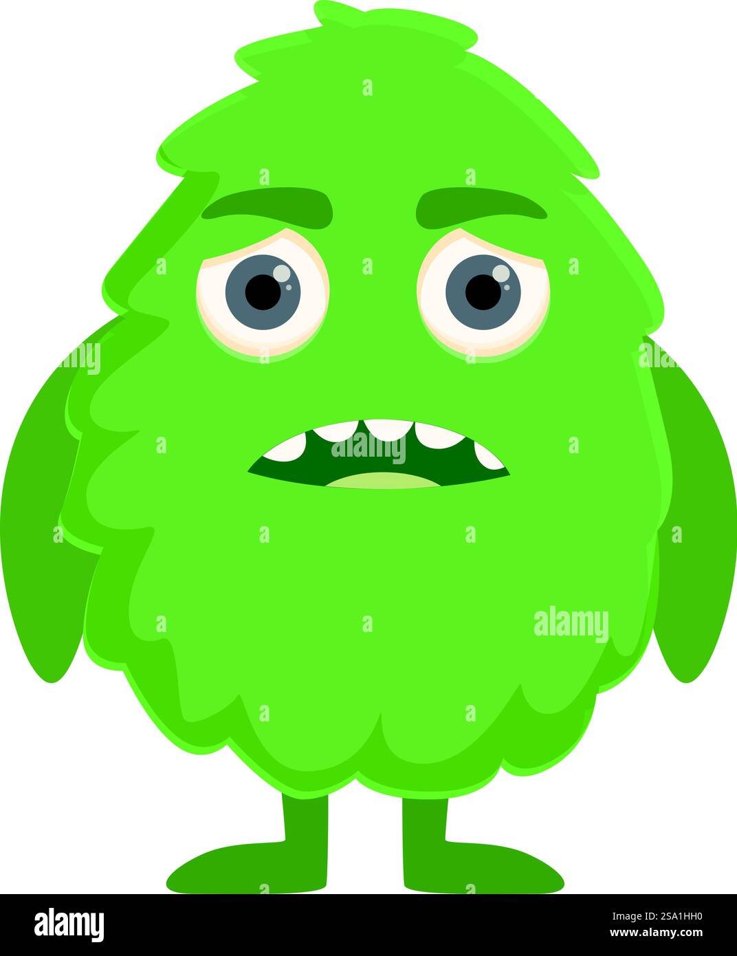 Green sad monster icon cartoon vector. Face art troll. Children design ...