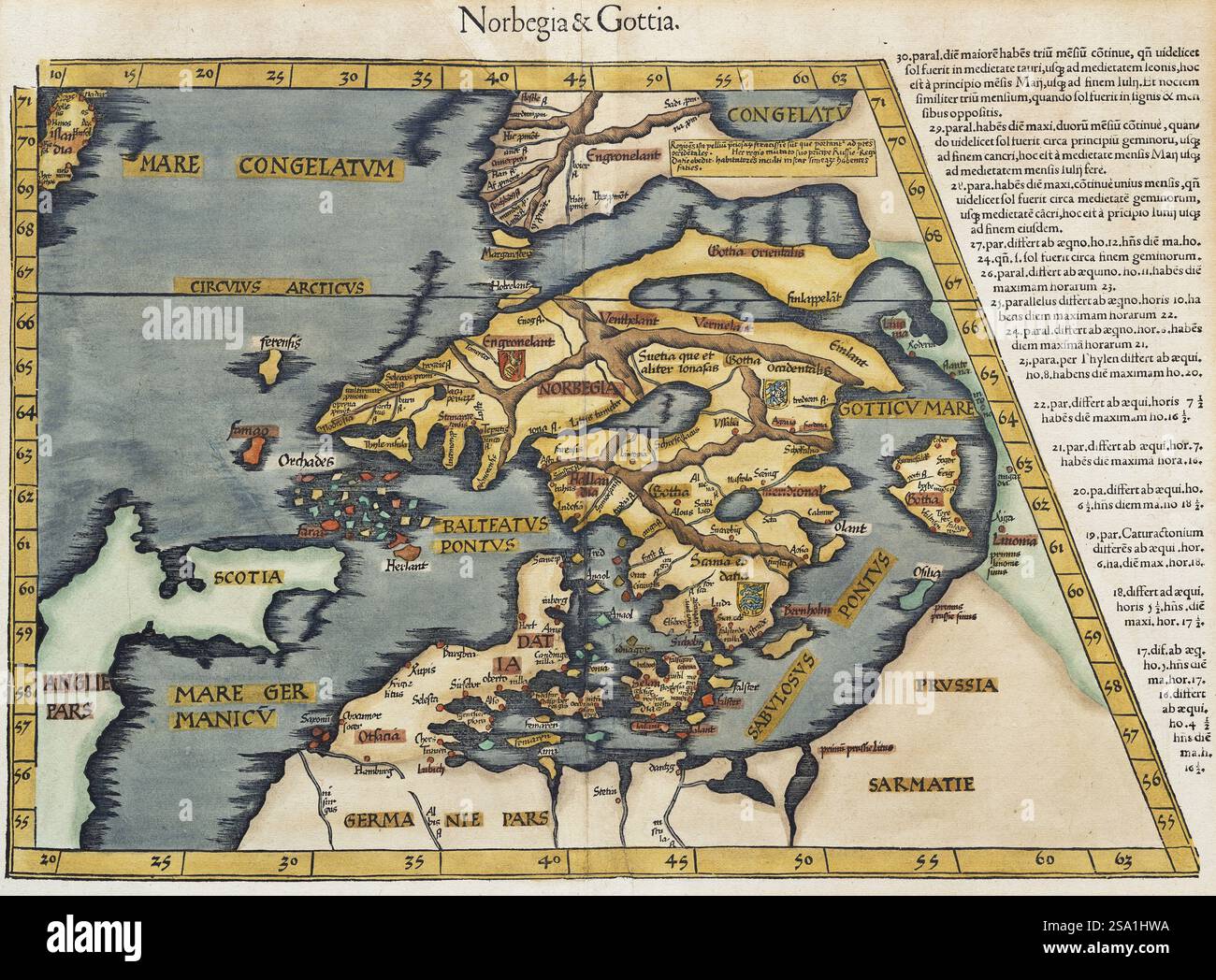 Antique historical map of Scandinavia Norbegia & Gottia showing Iceland ...