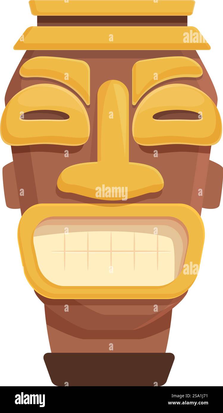 Angry face mask icon cartoon vector. Aztec altar. Statue ancient. Angry ...