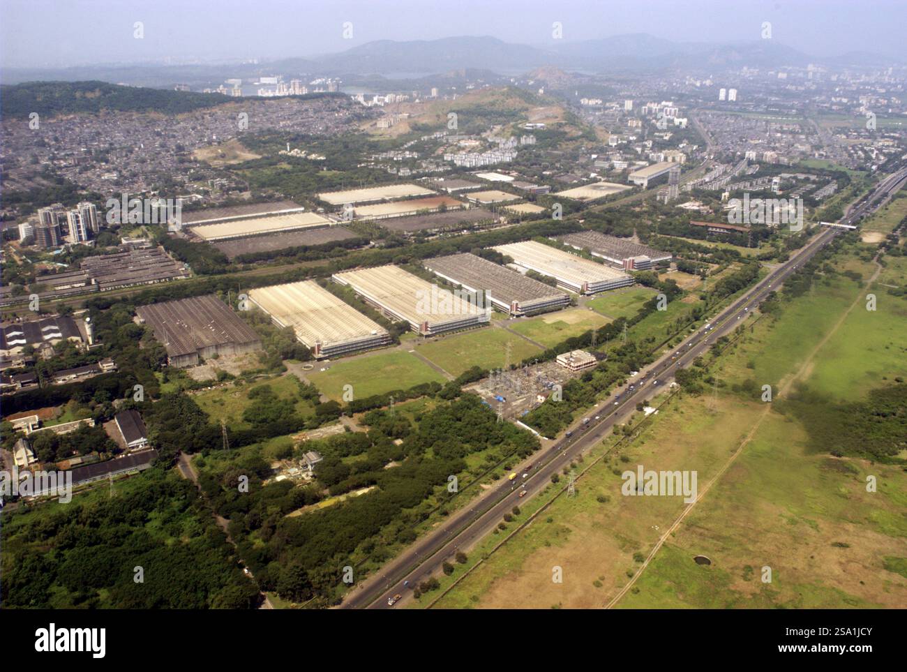 Aerial shot factory buildings on hi-res stock photography and images ...