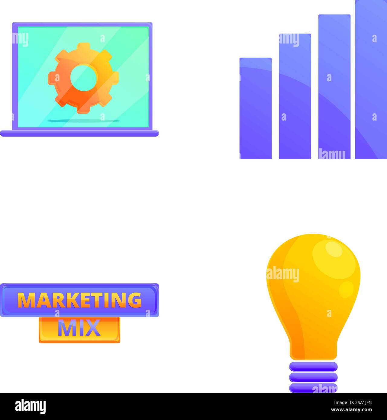 Marketing mix icons set cartoon vector. Product, price, place and ...