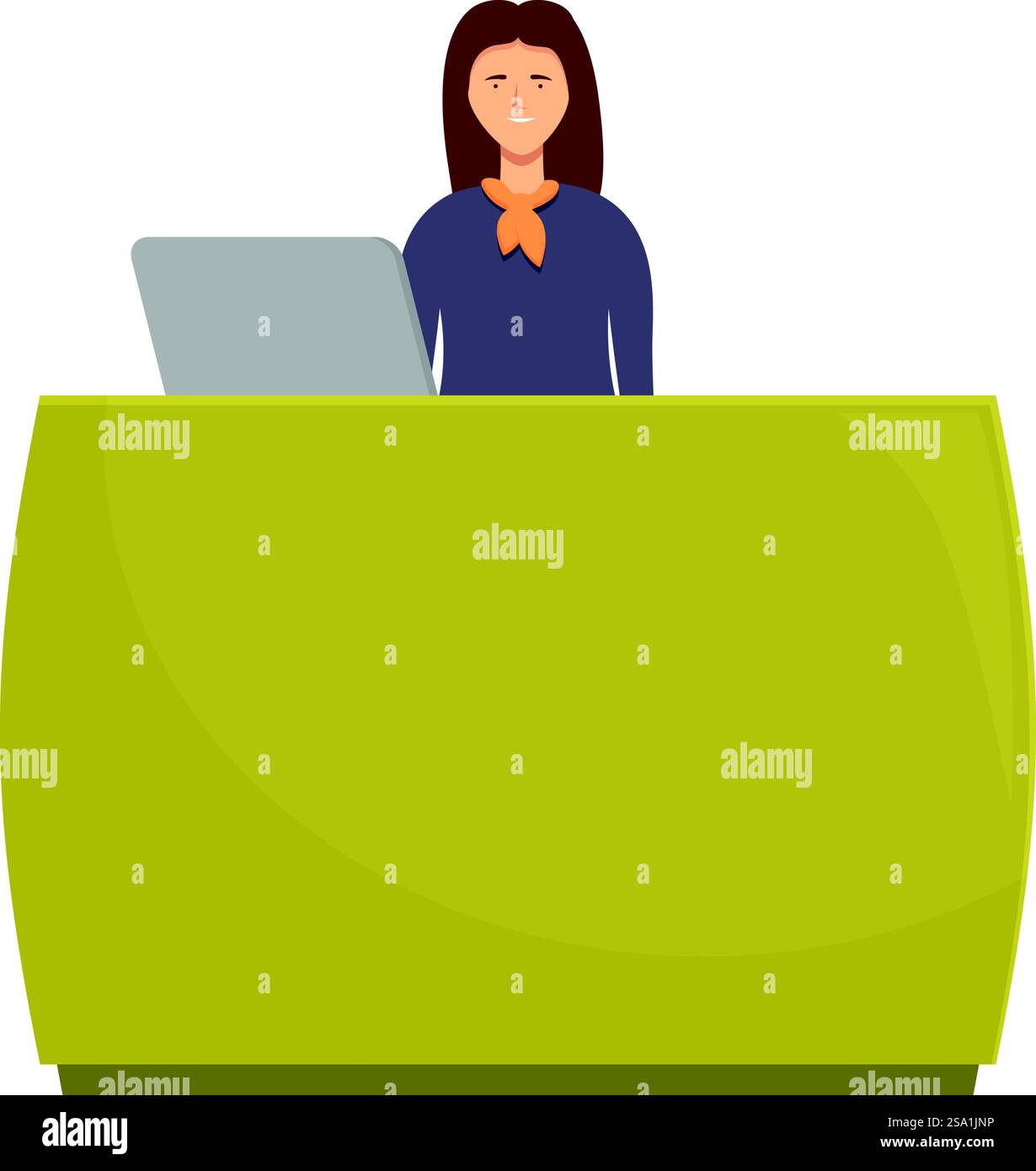 Phone call receptionist icon cartoon vector. Female desk. Table service ...