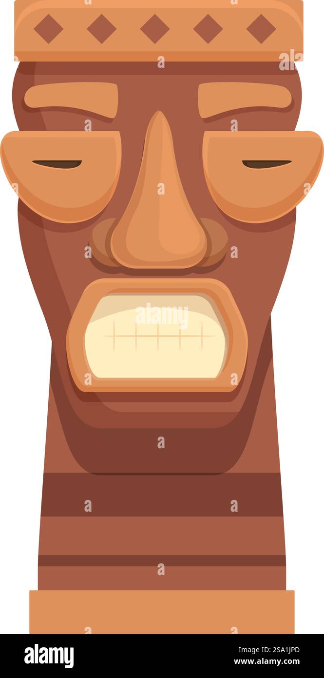 New mask totem icon cartoon vector. Wooden statue. Maya ancient. New ...