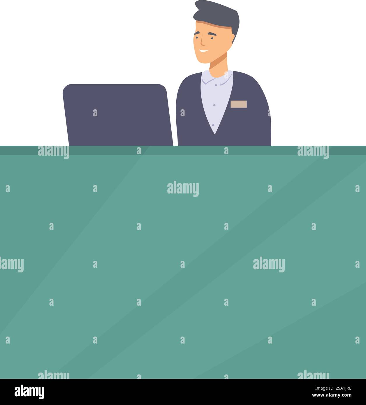 Visit receptionist icon cartoon vector. Work customer. Visitor welcome ...