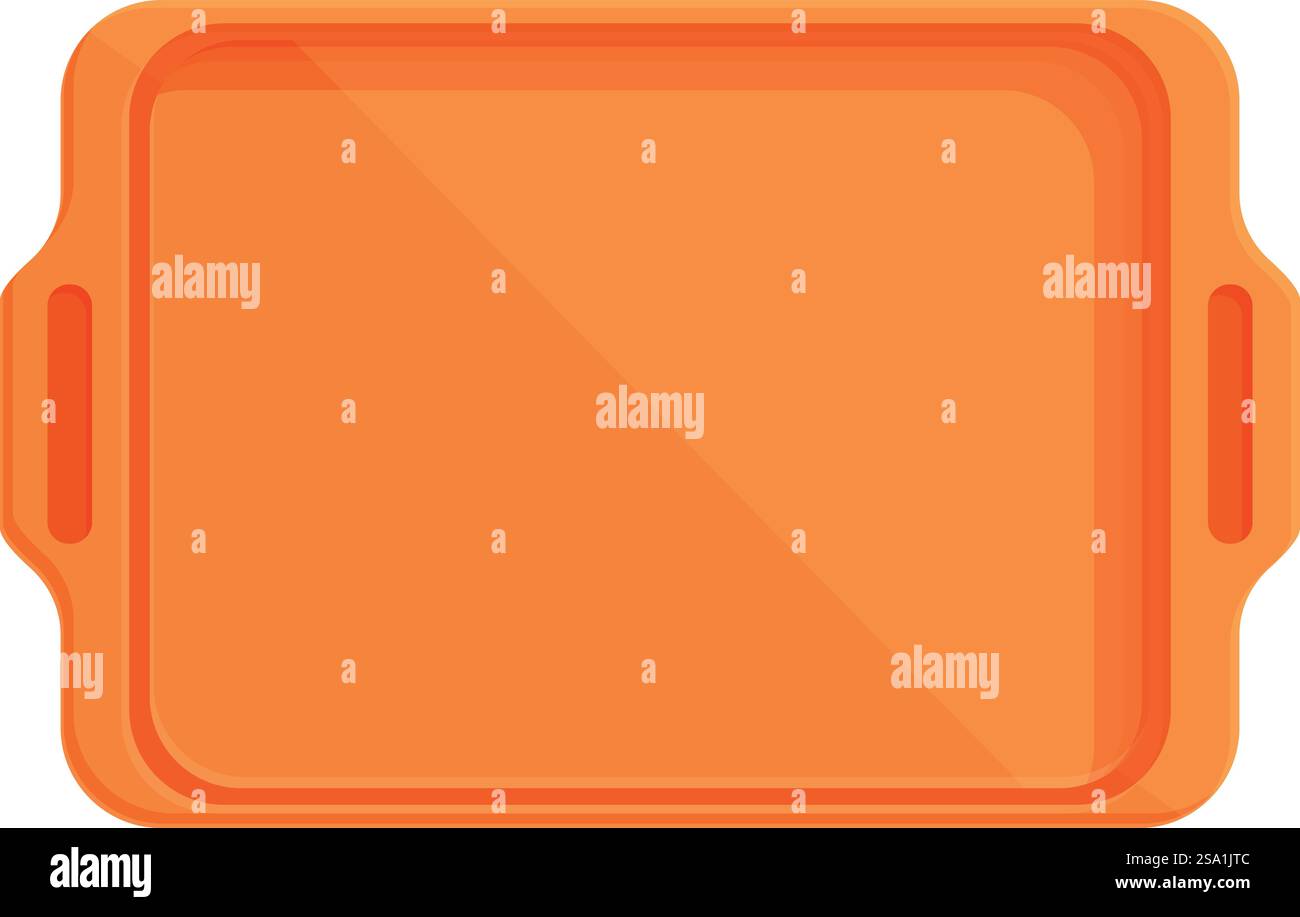 Orange color tray icon cartoon vector. Plastic material. Container ...