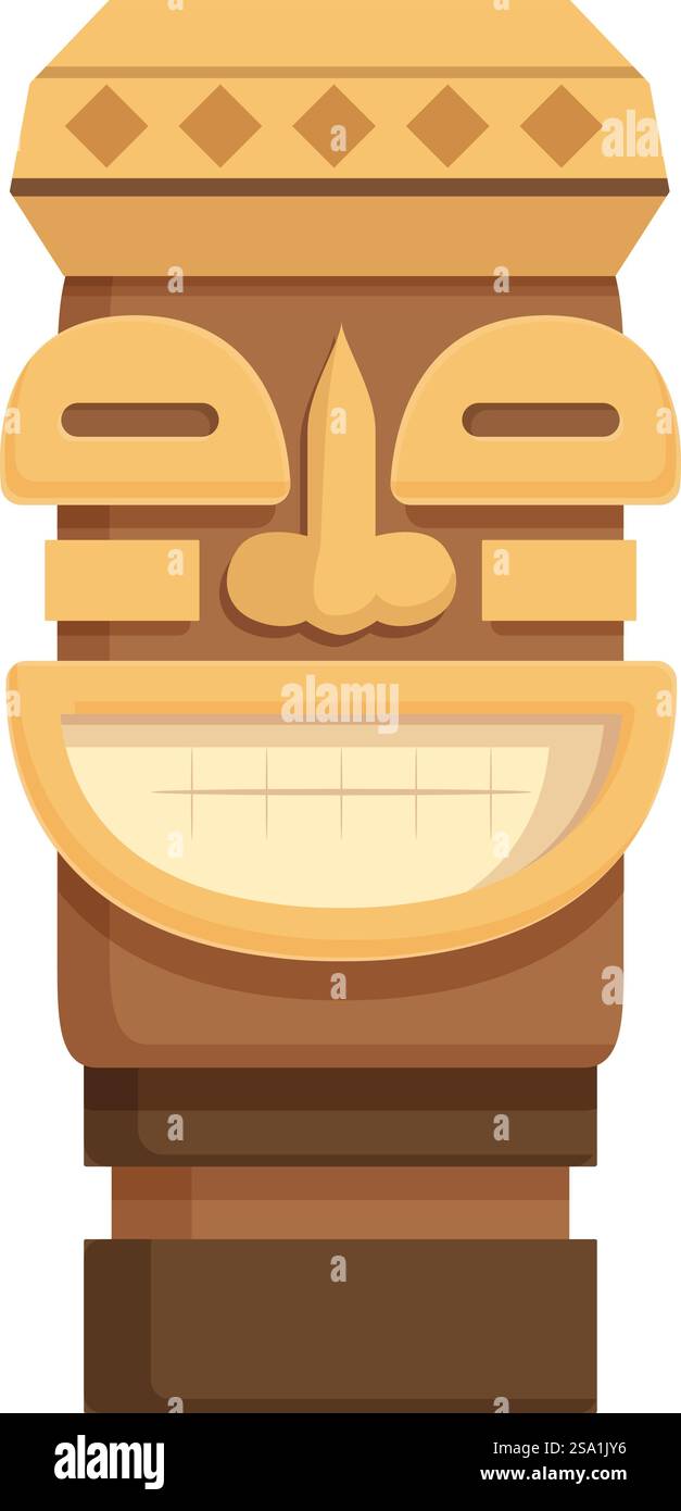 Altar totem icon cartoon vector. Statue maya angry. Design face. Altar ...
