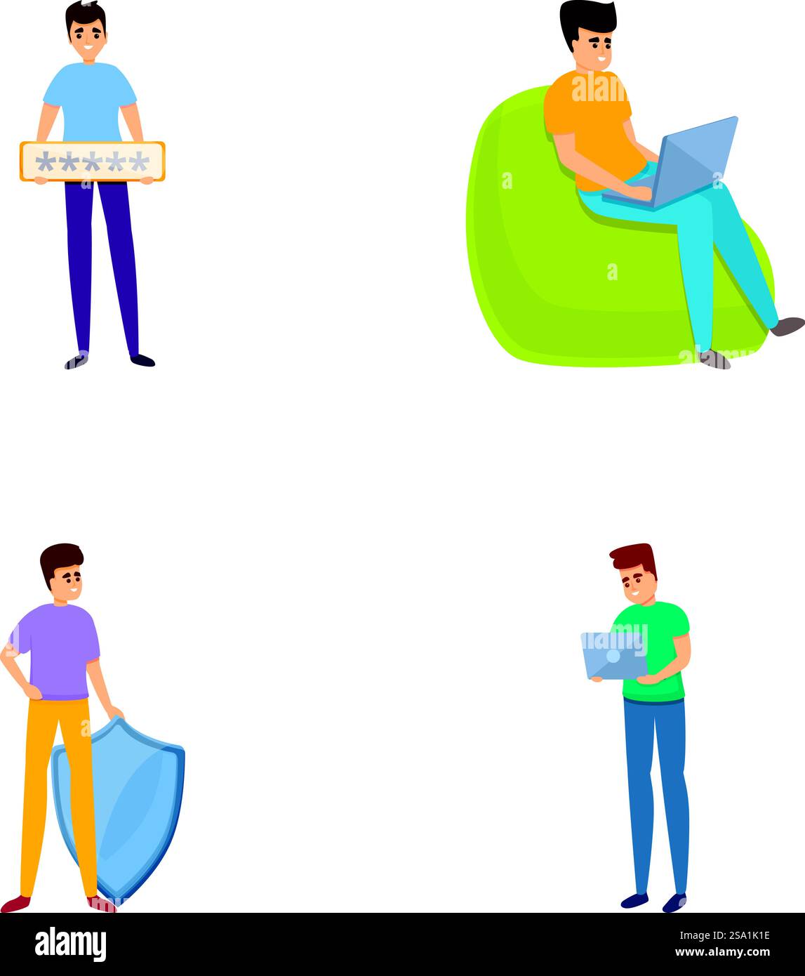 Web Security Icons Set Cartoon Vector Online Information Protection Cybersecurity Future