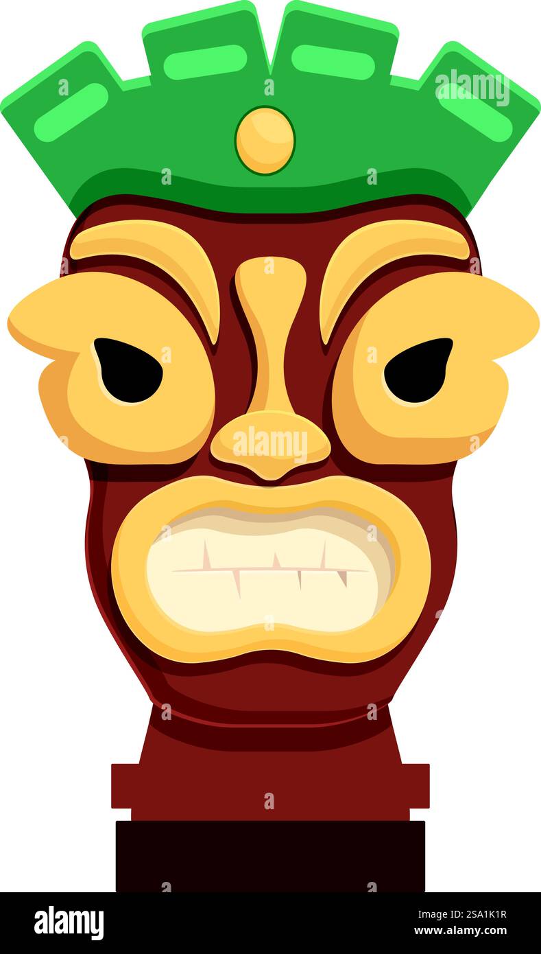 Design face totem icon cartoon vector. Statue ancient. Wood angry tiki ...