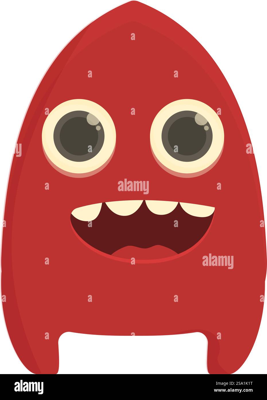 Red figure icon cartoon vector. Funny monster alien. Crazy mouth face ...