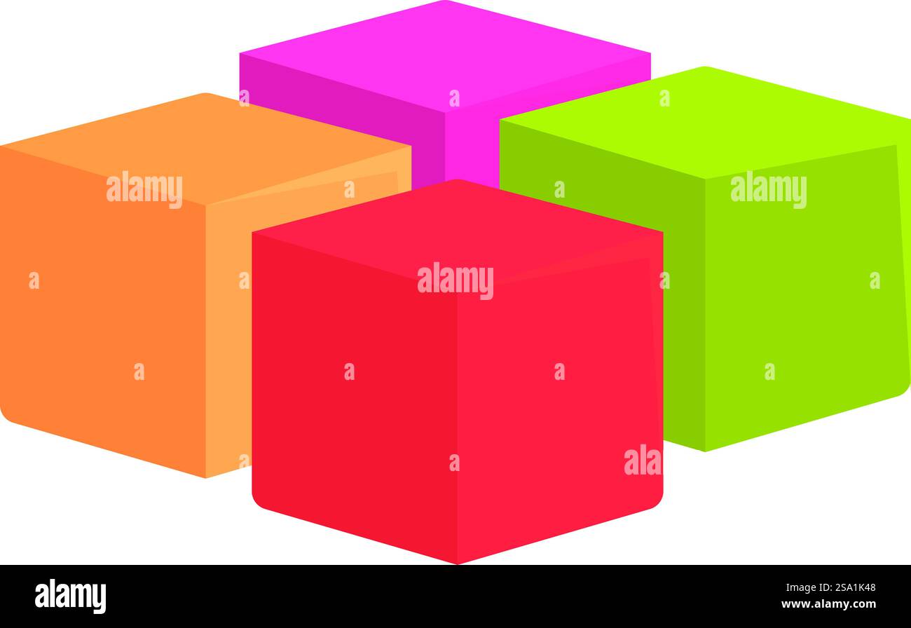 Cubes colorful icon cartoon vector. Castle play. Piece cube tower ...