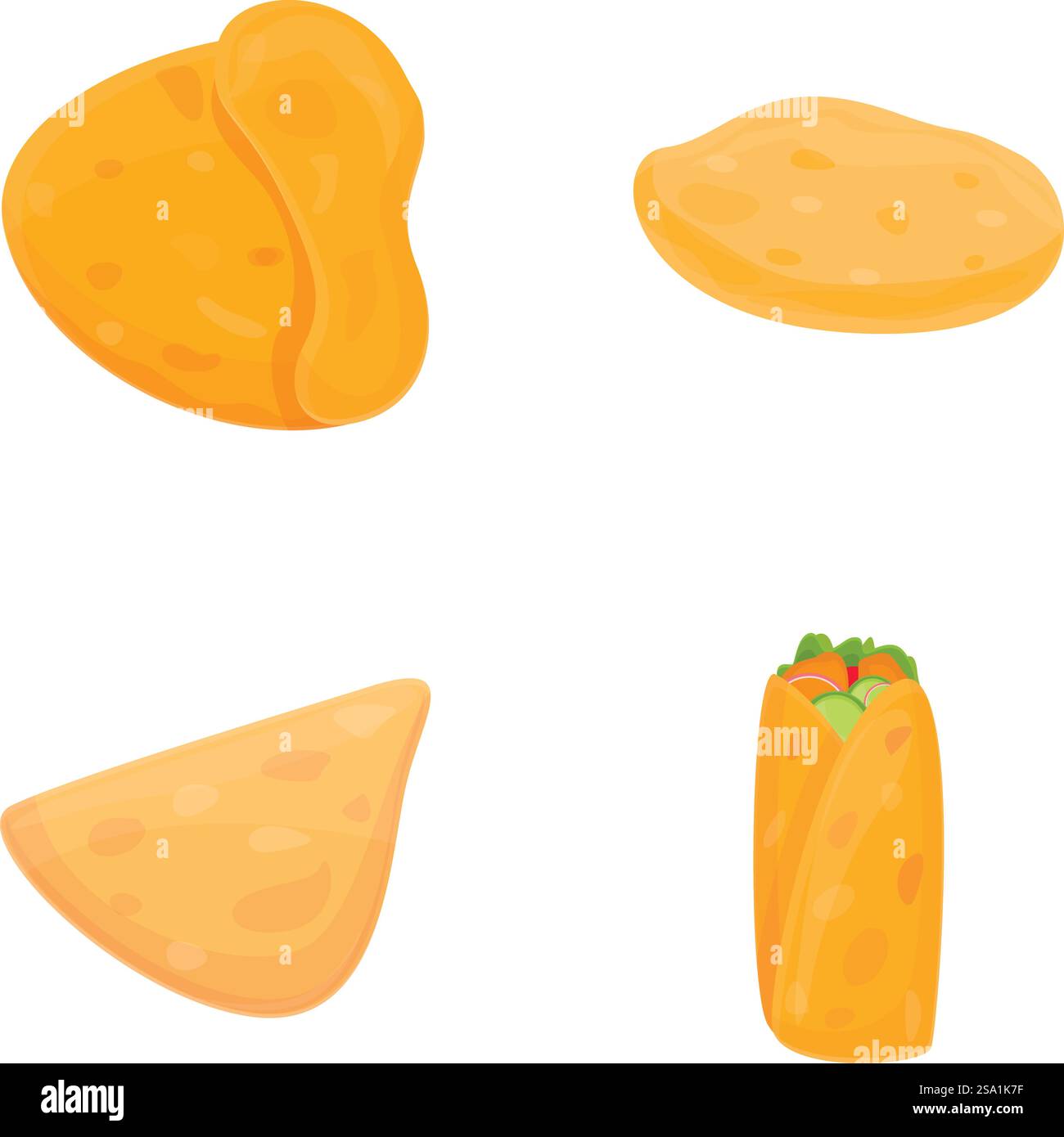 Pita bread icons set cartoon vector. Ingredient for cook tortilla ...