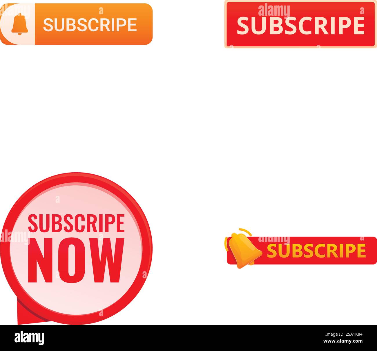 Subscribe icons set cartoon vector. Red subscribe button. Social media ...
