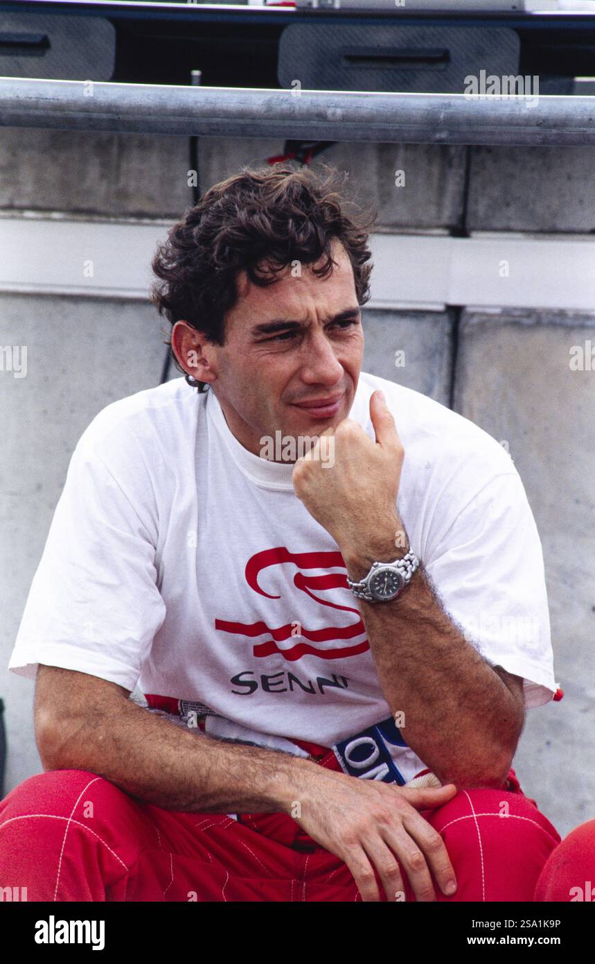 Racing driver Ayrton Senna, Formula 1, Scuderia Ferrari, 3.5 V12 engine ...
