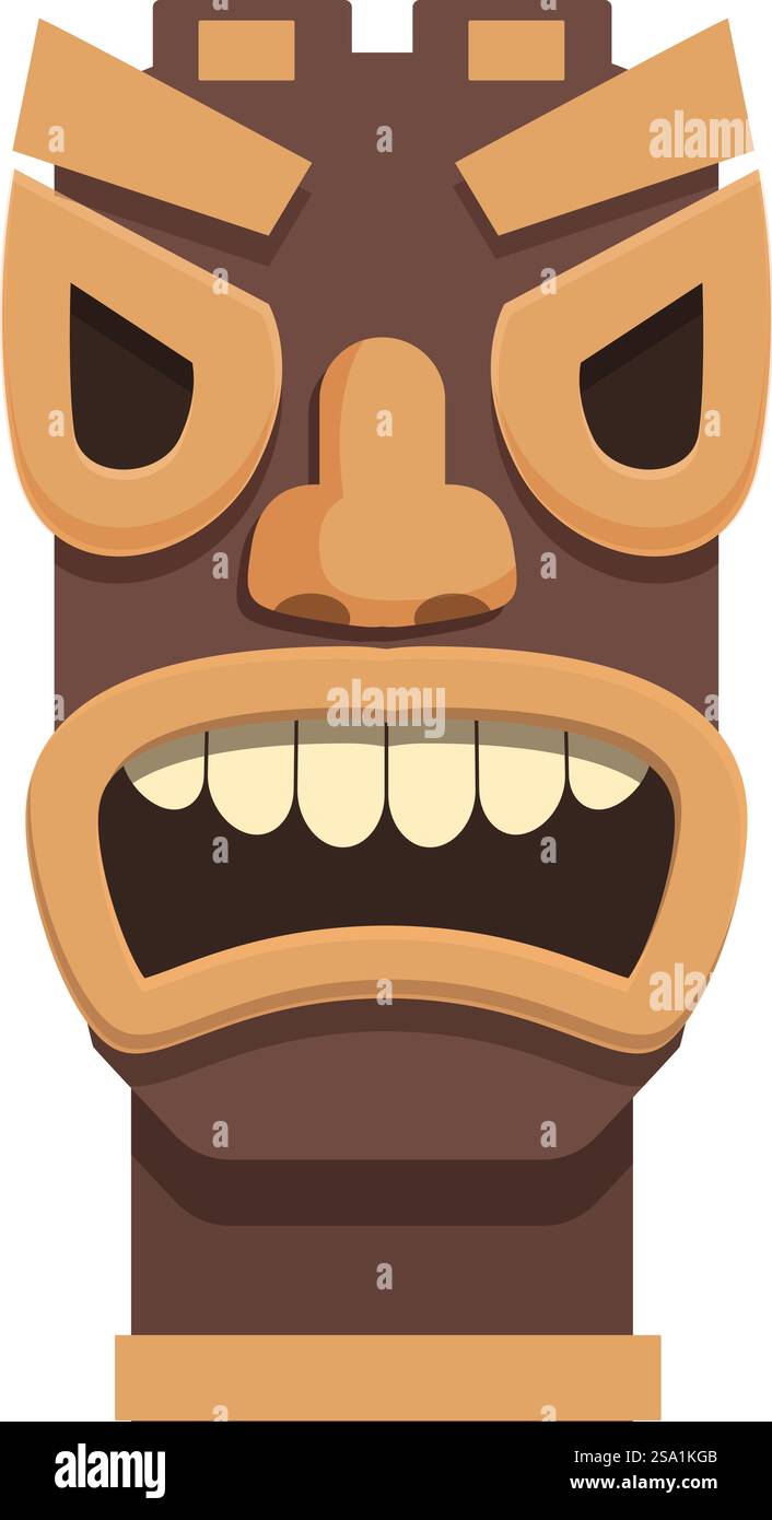 Angry wooden totem icon cartoon vector. Tribal indian. Alaska native ...