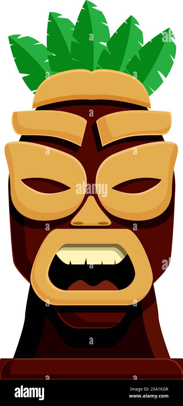 Pole native totem icon cartoon vector. Tiki mask art. Mayan idol ...