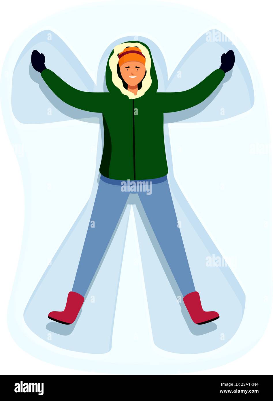 Cool outdoor winter fun icon cartoon vector. Snow angel. Kid outside ...