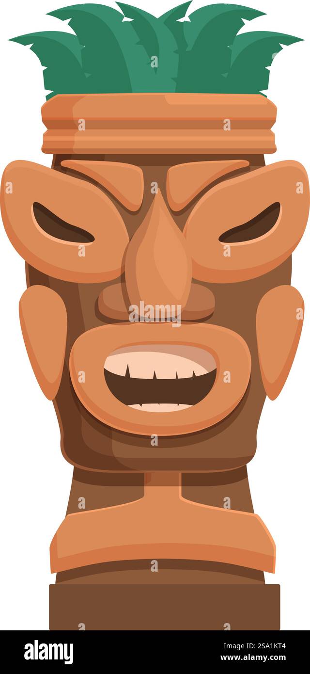 Smiling person tribal icon cartoon vector. Maya ancient. Angry totem ...