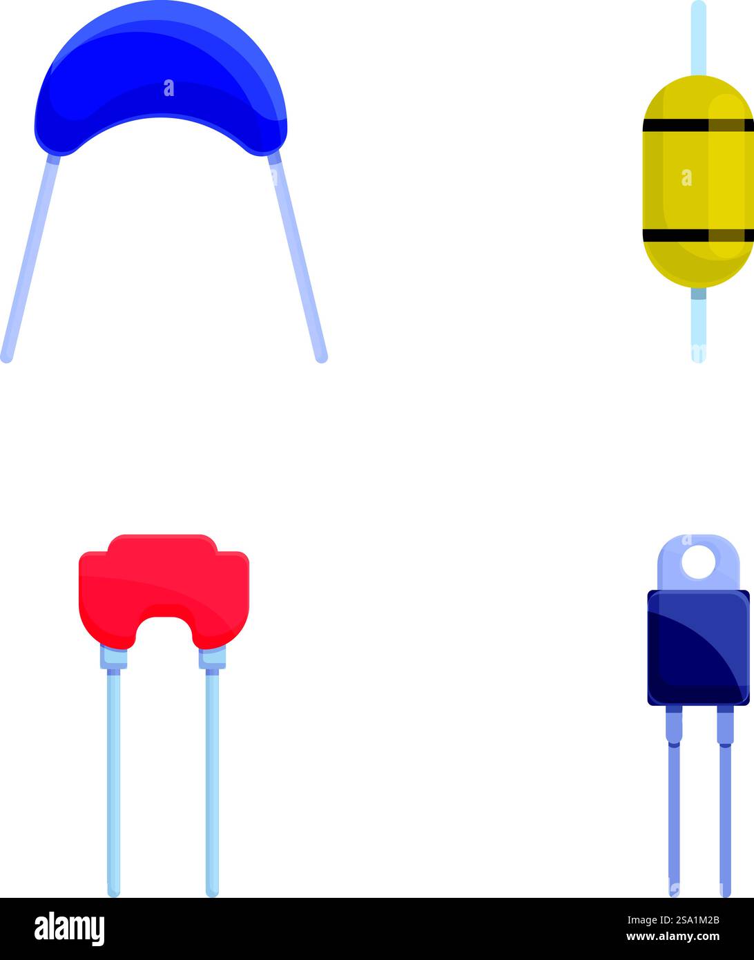 Capacitor icons set cartoon vector. Capacitor and resistor. Electronic ...