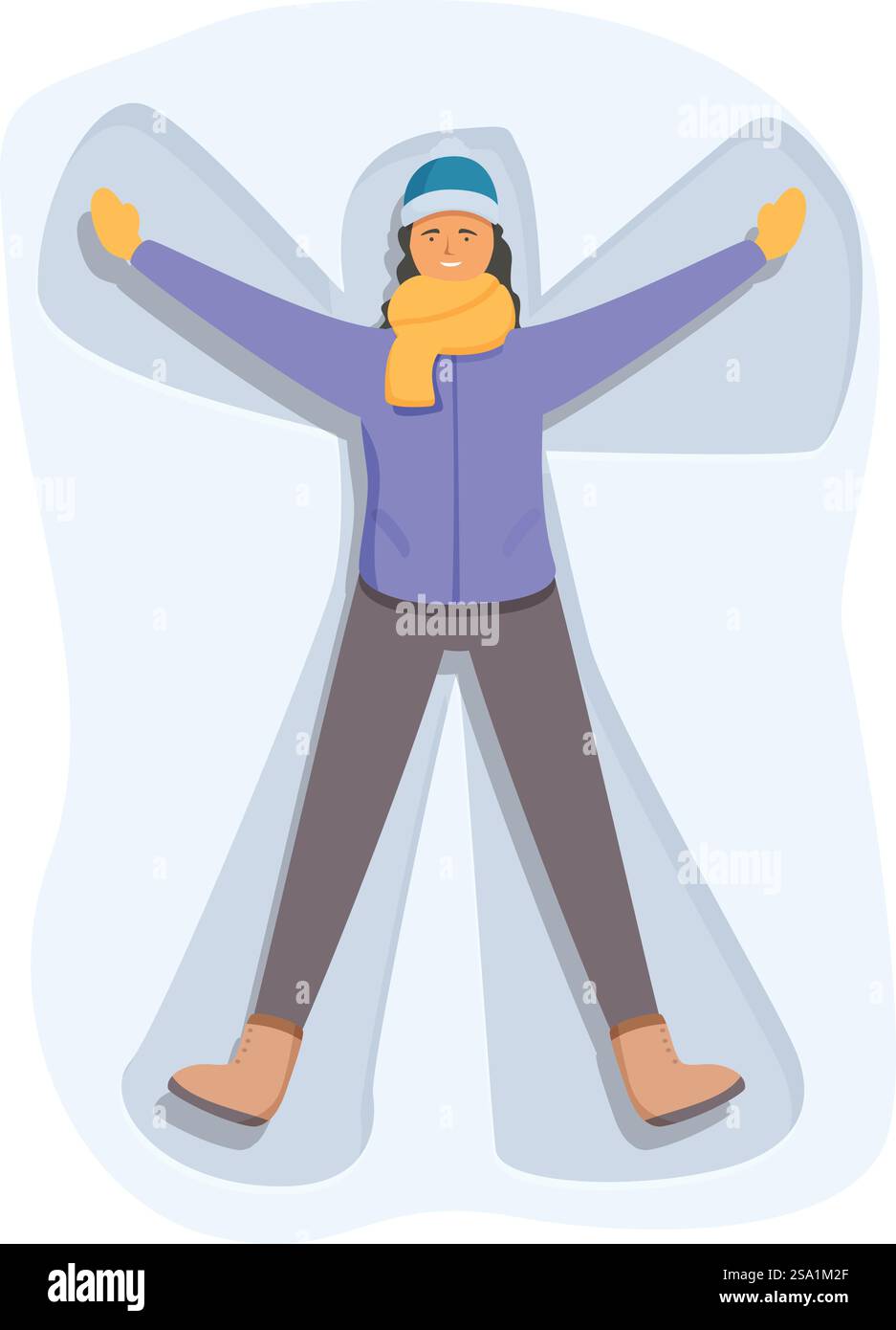 Snowfall snow angel icon cartoon vector. Kid fun play. Ground winter ...