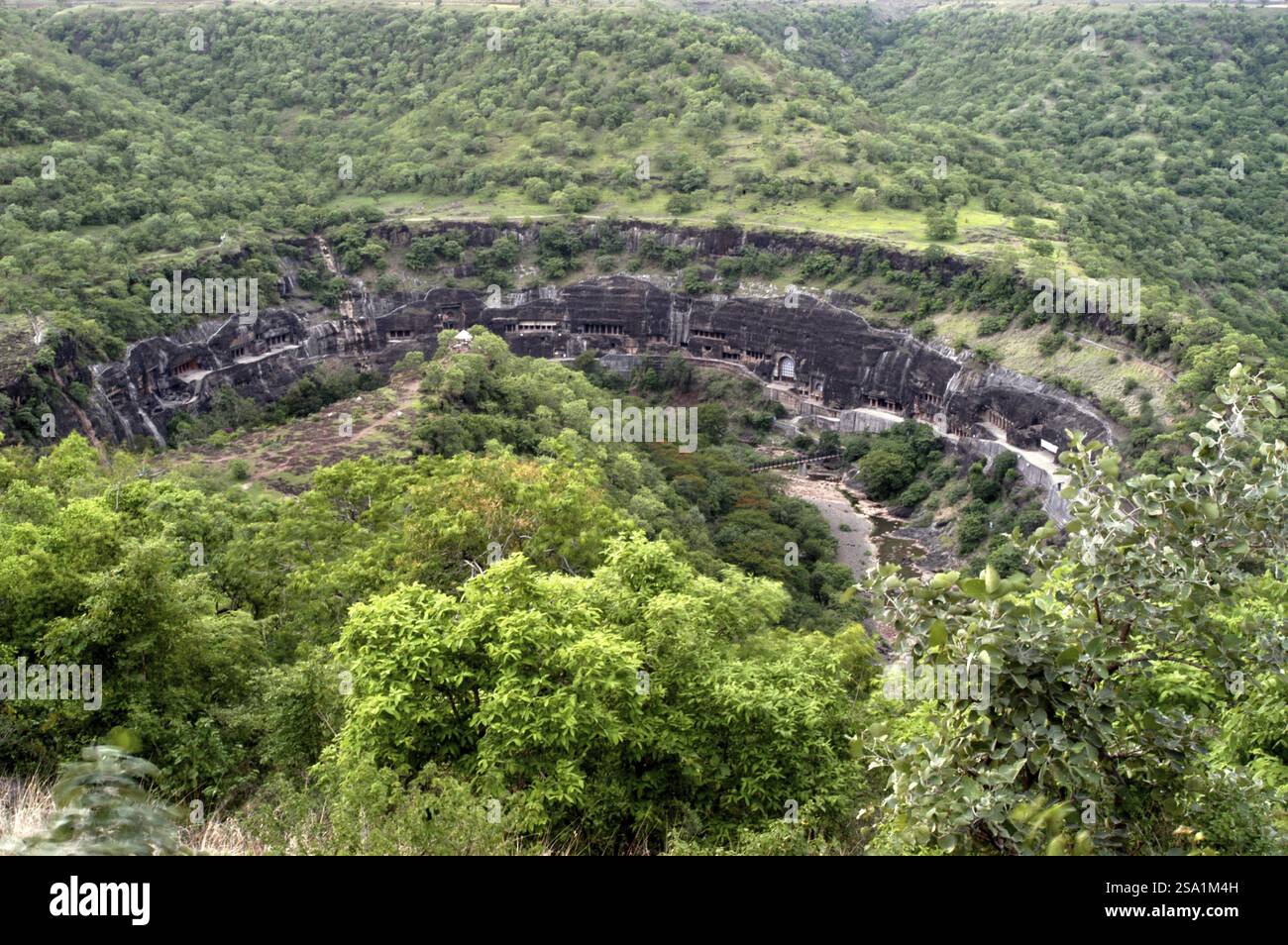 An aerial view of UNESCO World Heritage site Ajanta Caves in ...