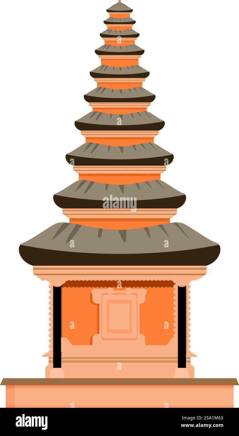 Bali big temple icon cartoon vector. Island old culture. God hindu ...