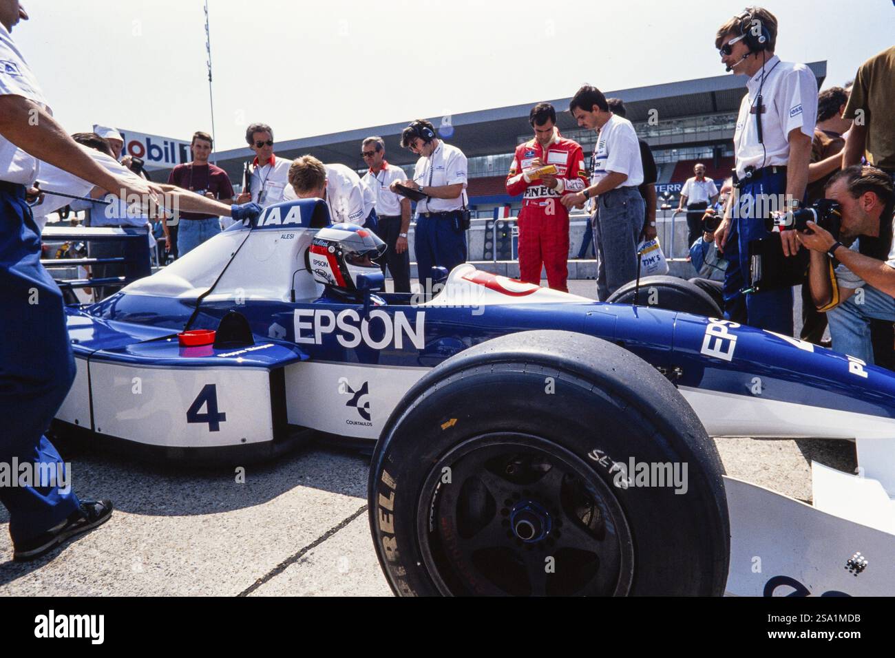 Racing driver Jean Alesi, Formula 1, Tyrrell Racing, Tyrrell 019, Ford Cosworth DFR 3.5 V8 ...