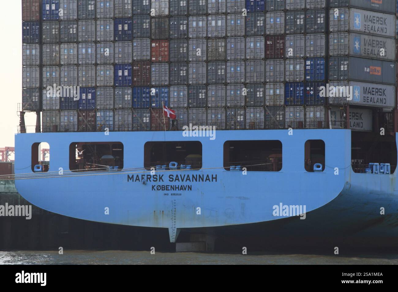 Container ship Maersk Savannah in the port of Hamburg, Germany, Europe ...