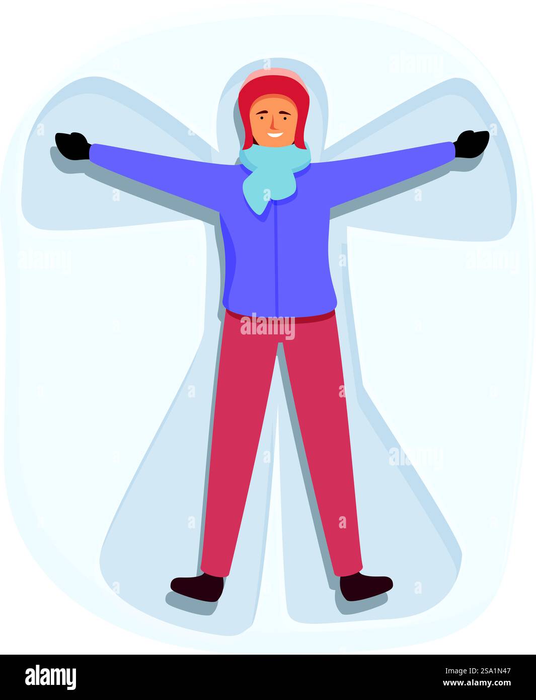 Funny snow angel icon cartoon vector. Fun family outdoor. Person ...