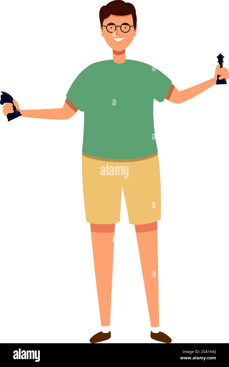 Cute boy take chess pieces icon cartoon vector. Castle fun. Fantasy ...