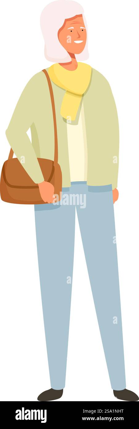 Travel bag person icon cartoon vector. Active person. Senior happy ...