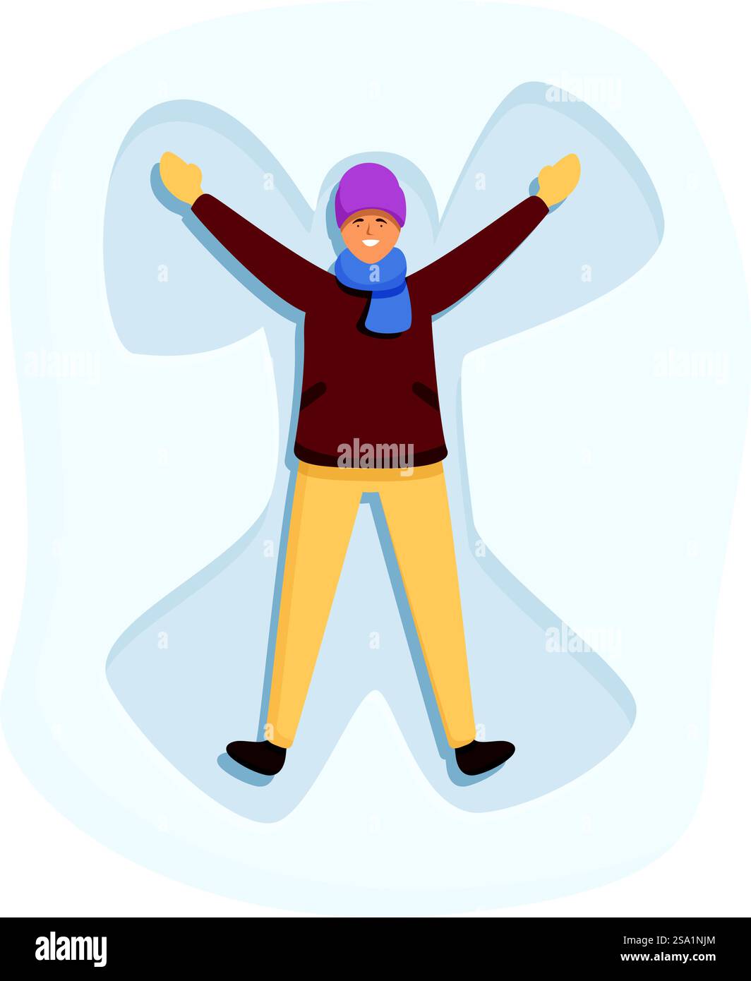 Snow angel fun icon cartoon vector. Winter time friend. Best playing ...