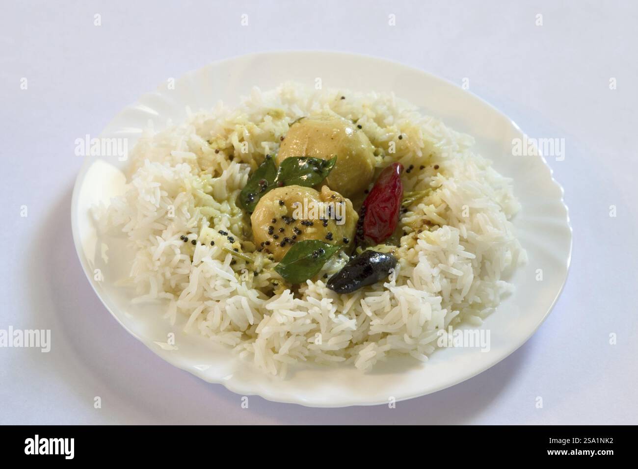 Food, Kadhi pakode and rice made from yoghurt and gram flour, India ...