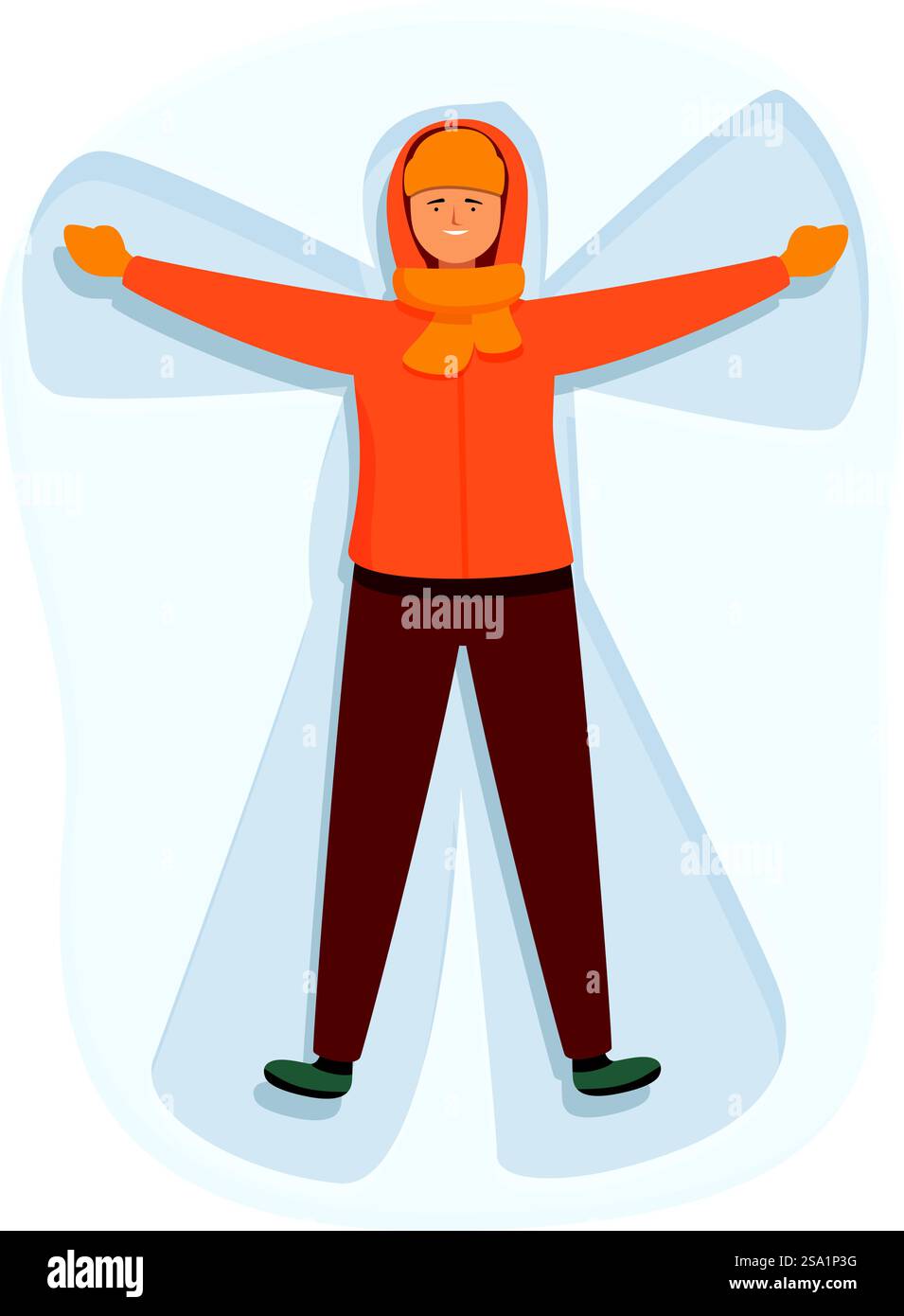 Funny winter drawing icon cartoon vector. Snow angel. Winter time fun ...