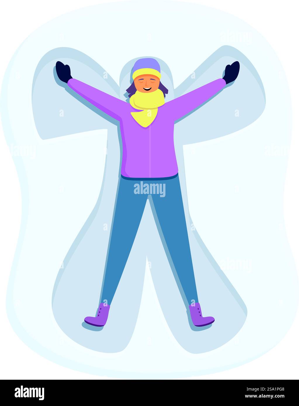 Funny play snow angel icon cartoon vector. Drawing card foot. Nature ...