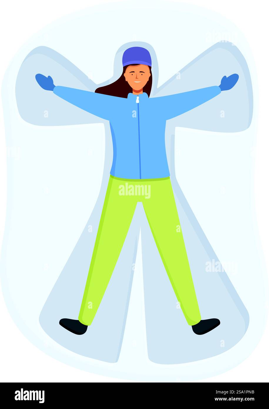 Winter time drawing icon cartoon vector. Snow fall fun. Snow angel ...