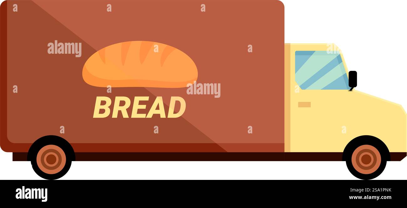 Bread delivery truck icon cartoon vector. Machine seed product. Grain ...