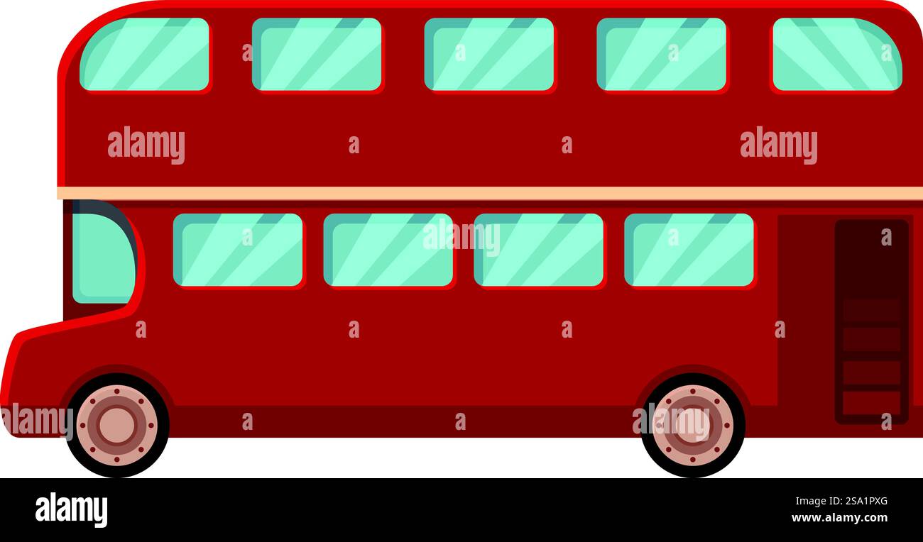 Red English bus icon cartoon vector. Side classic tourism. Front ...