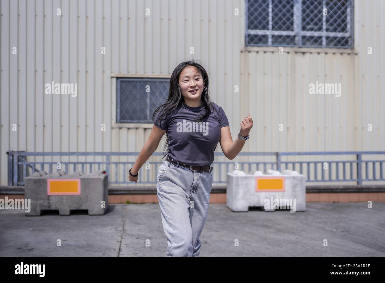 Asian female young student dancing urban dance style in a city Stock ...