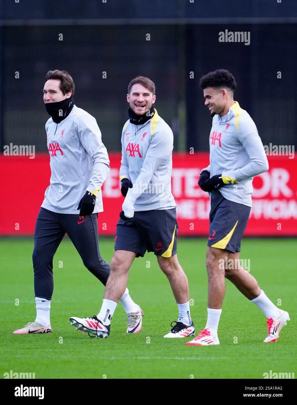 (left to right) Liverpool's Federico Chiesa, Alexis Mac Allister and ...